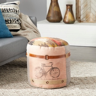 Multi Colored Canvas Bike Pouf with Tribal Patterned Top - Bed Bath ...