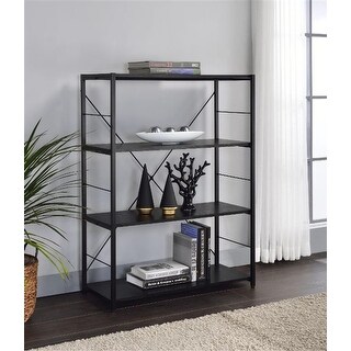 Industrial Black Finish "X" shaped 4 Tier Bookshelf - Bed Bath & Beyond ...