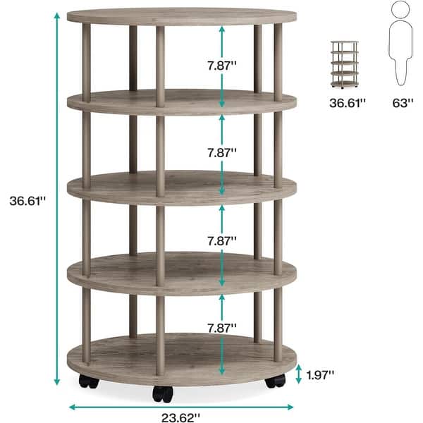 5-Tier Revolving Shoe Rack, 360° Rotating Shoe Storage Organizer - Bed ...