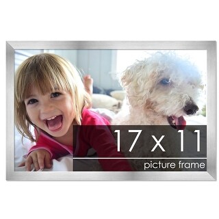 17x11 Frame Silver Pewter Wood Picture Frame with UV Acrylic, Foam ...
