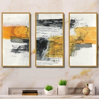 Designart "Abstract Composition of Glamorous Yellow and Black" Modern ...