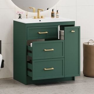 Classic 30" Forest Green Bathroom Vanity Set, Floor Standing, with ...