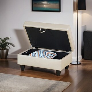 Tufted Faux Leather Rectangular Upholstered Ottoman with Storage - Bed ...