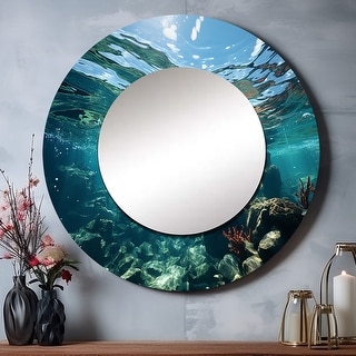 Designart "Teal Ocean Marine Majesty Under Water" Landscapes Round ...