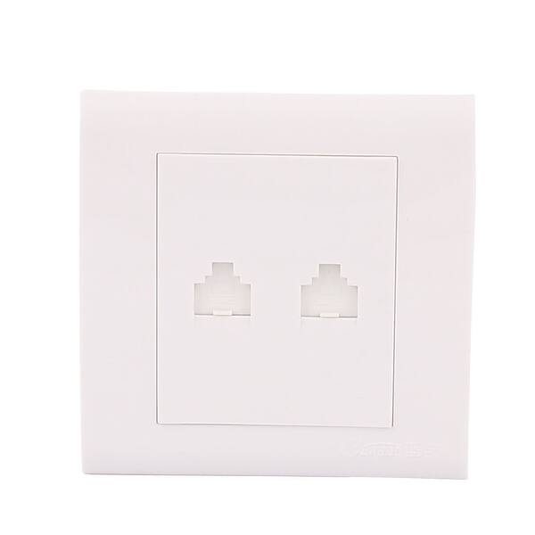 Office White Computer Television Dual RJ45 Network Outlet Wall Panel ...