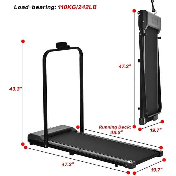 2 in 1 Walking Pad Treadmil Under-Desk Folding Treadmills for Home Gym ...