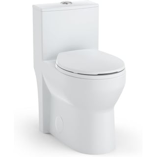 Compact One-Piece Toilet, Dual Flush 0.8/1.28 GPF, 17.5" ADA Height ...