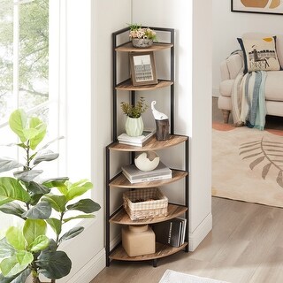 Chichoice 6-Tier Corner Open Shelf Stand - Modern Bookcase ...