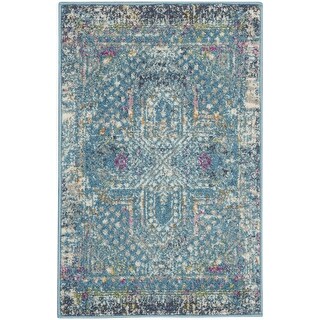 Blue Distressed Medallion Rug - Bed Bath & Beyond - 34046707
