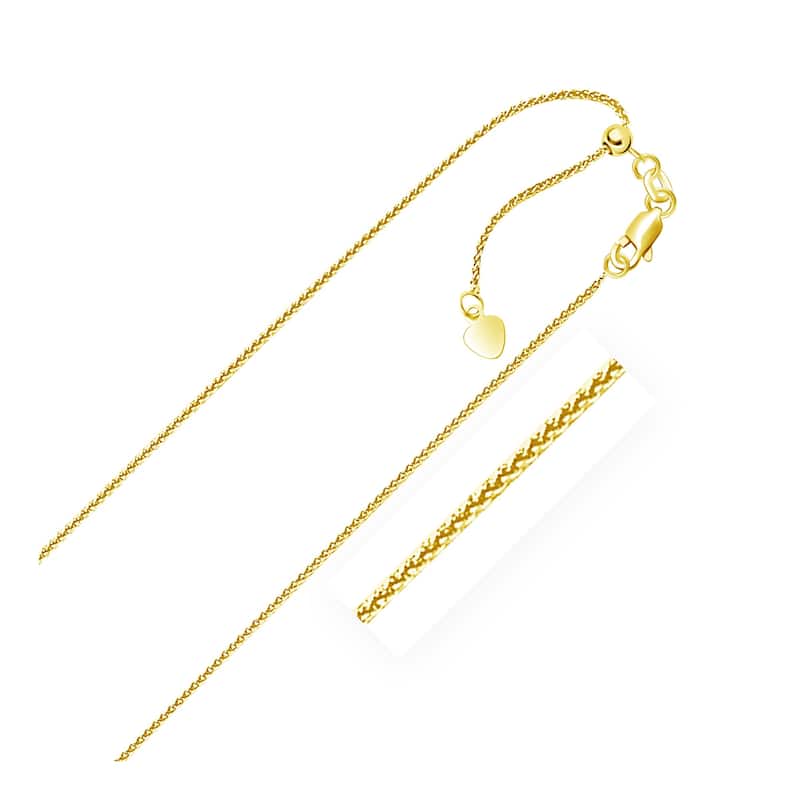 14k Yellow Gold Adjustable Wheat Chain Necklace 1.0mm 22" Inches ...