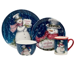 Certified International Snowman Greetings 16 Pc Dinnerware Set, Service ...