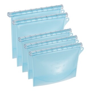 Reusable Food Storage Bag Extra Thick Freezer Bag-Blue(5Pcs) - Blue ...