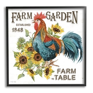 Stupell Farm to Table Rooster Framed Giclee Art Design by Cindy Jacobs ...