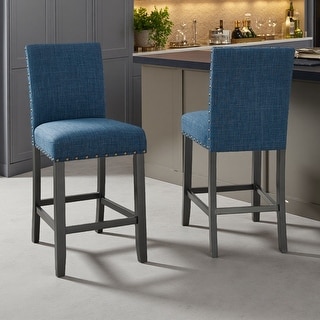 Standard Counter Height Fabric Upholstered Stools Set of 2 with ...