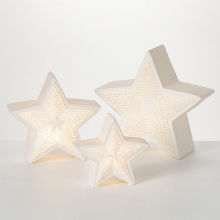 Sullivans Illuminated Ceramic Stars White 9.5"H Ceramic Set of 3 - 10 ...