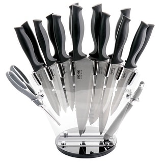 Gibson Soho Lounge 16 Piece Stainless Steel Cutlery Knife Set in Black ...