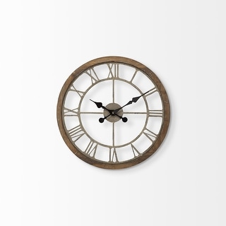 19" Large Brown Farmhouse Style Wall Clock - 19" x 2" - Bed Bath ...