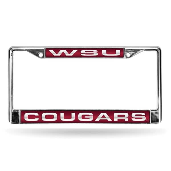 Collegiate Washington State Red Laser Chrome Acrylic License Plate Wall ...