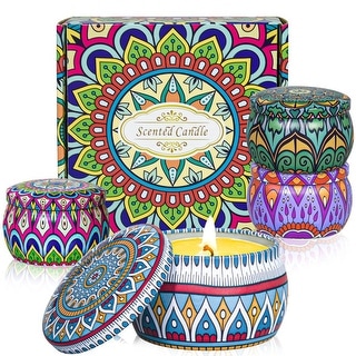 4-Piece Scented 4 oz Tin Candle Gift Set with Soy Wax (120H Burn Time ...