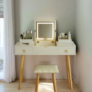 Vanity Table with LED Mirror & Ample Storage - Bed Bath & Beyond - 42386031