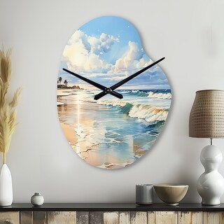 Beach Photo Seaside Reflections V - Coastal Beach Large Wall Clock in ...