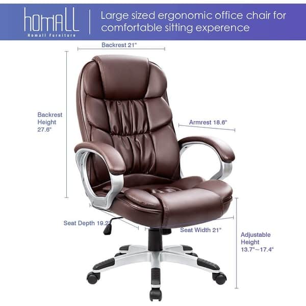 Homall High Back Office Chair - PU Leather Ergonomic Desk Chair - Bed ...