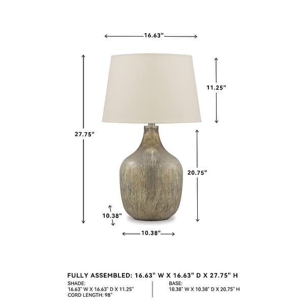 Mari Gray/Gold Finish Glass Table Lamp - 16.63" W x 16.63" D x 27.75" H ...
