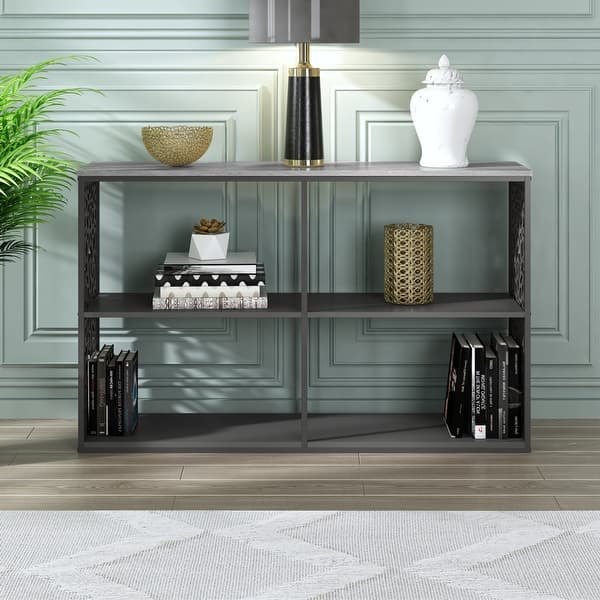 Candence 47.2 in. Concrete Cool Gray Rectangular Wood Wide Console ...