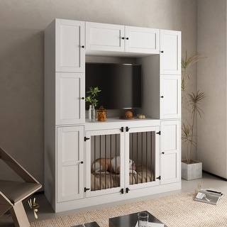 Sophisticated Multi-Use Pet Housing and Living Room Organizer Unit ...