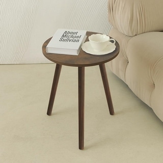 Round Side Table for Living Room - Modern Wood Accent with Legs, Easy ...