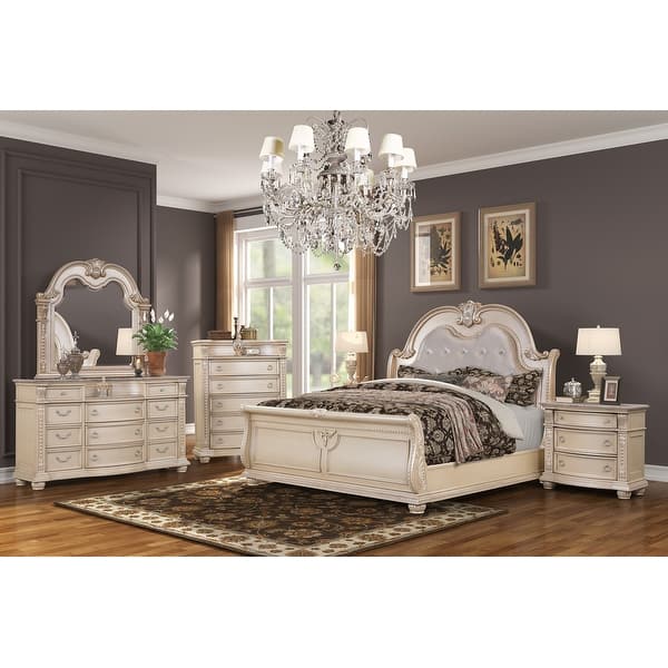 Roma Traditional Style 4PC/5PC Button Tufted Bedroom Set Made with Wood ...