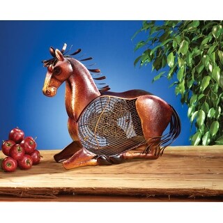19" Hand Sculpted Stallion Horse Table Top Figure Fan - Brown - Bed ...