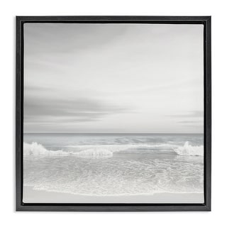 Stupell Soft Peaceful Beach Waves Framed Floater Canvas Wall Art Design ...