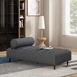 Fabric Chaise Lounges Single Sofa Chair With Rolled Accent Pillow - On ...