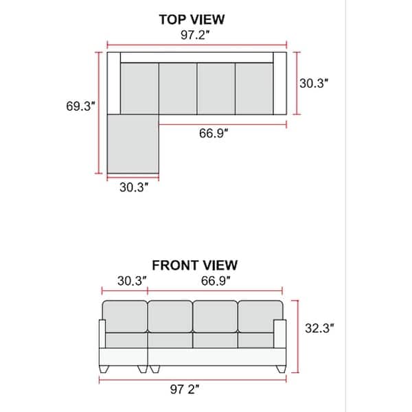 sofa top view dimensions