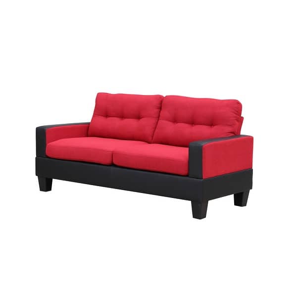 Titanic Furniture Betty Track Arm Sofa in Black PVC with Red Linen ...