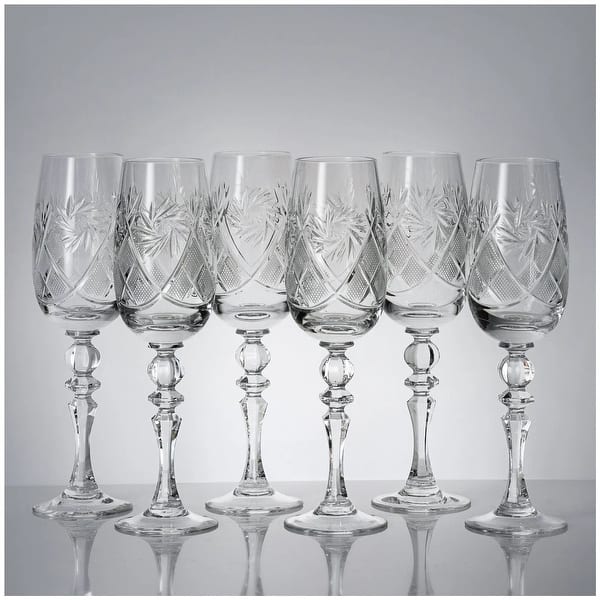 Neman Glassworks 7 oz Mill Cut Crystal Set of 6 Flutes - 7 oz - Bed ...