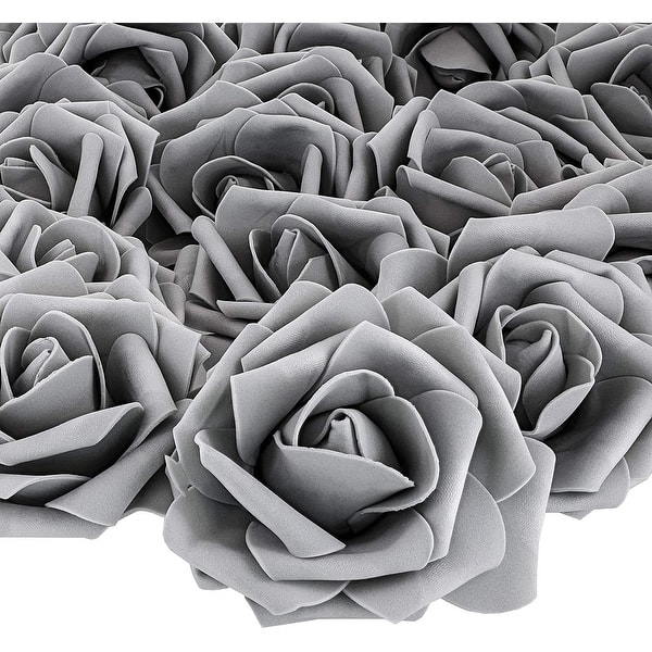 100 Pack 3" Grey Rose Fake Flower Heads for DIY Crafts, Weddings and ...