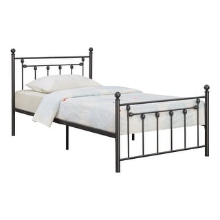 Dio 79 Inch Metal Full Size Bed Frame, Spindle Design, Finial Posts ...