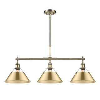 Orwell 3-Light Linear Pendant in Aged Brass with Brushed Champagne ...