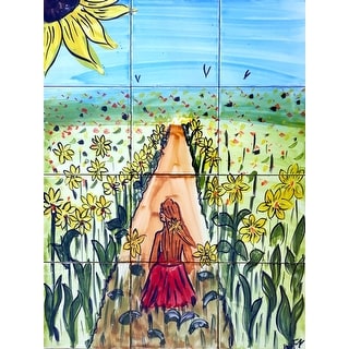 18x24 Sunflowers Mosaic Backsplash 12pcs Ceramic Tiles Wall Mural - Bed ...