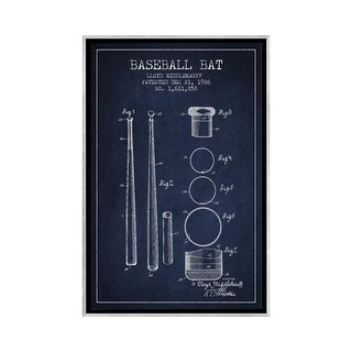 iCanvas "Baseball Bat Navy Blue Patent Blueprint" by Aged Pixel Framed ...