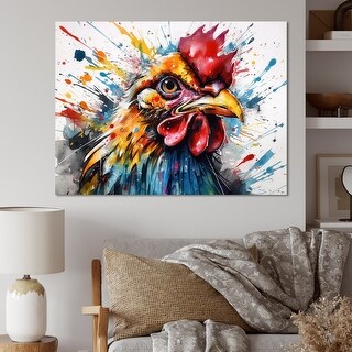 Designart "Colorful Humor Caricature Chicken Portrait" Animals Chicken ...