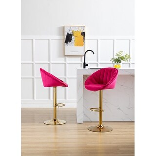 2 Pc Swivel Bar Stools Ergonomic Adjustable Dining Chair with Footrest ...