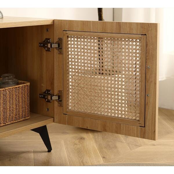 Oak TV Rattan Storage Cabinet Net - Perfect for Family Entertainment ...