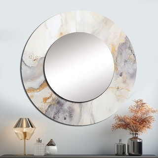 Designart "Beige And Gold Stone Geode Scenery Minimalism I" stone geode ...