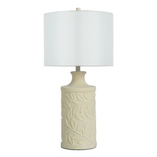 StyleCraft White Table Lamp - Textured Leaf Motif - Bed Bath & Beyond ...