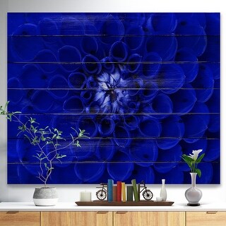 Designart 'Abstract Blue Flower Design' Nautical & Coastal Wood Wall ...