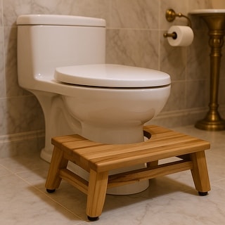 8" Natural Solid Teak Bathroom Toilet Stool - Bed Bath & Beyond - 42936854