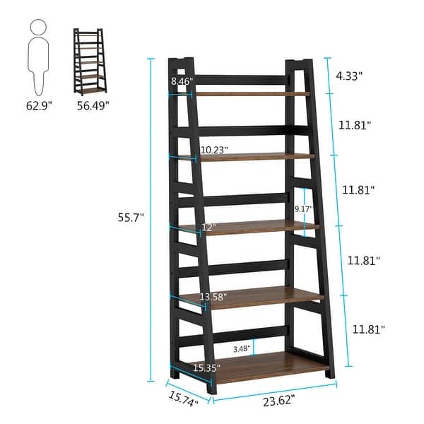 5-tier Ladder Shelf Bookcase Bookshelf for Living Room - Bed Bath ...